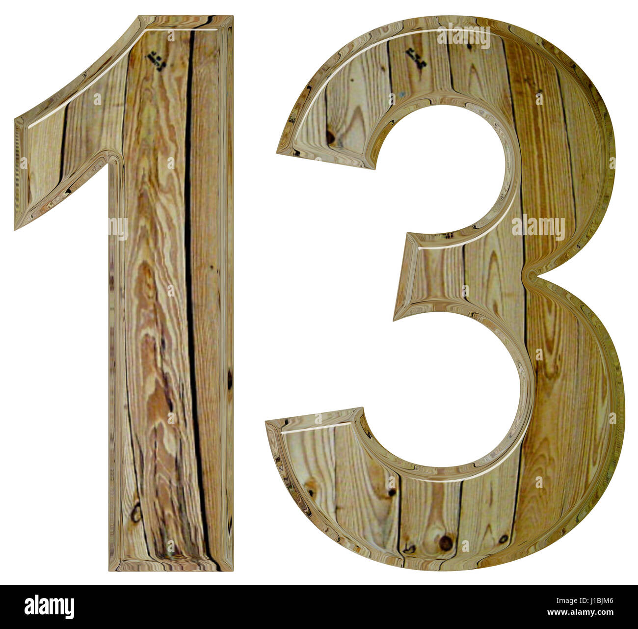 Numeral 13, thirteen, isolated on white background, 3d render Stock ...