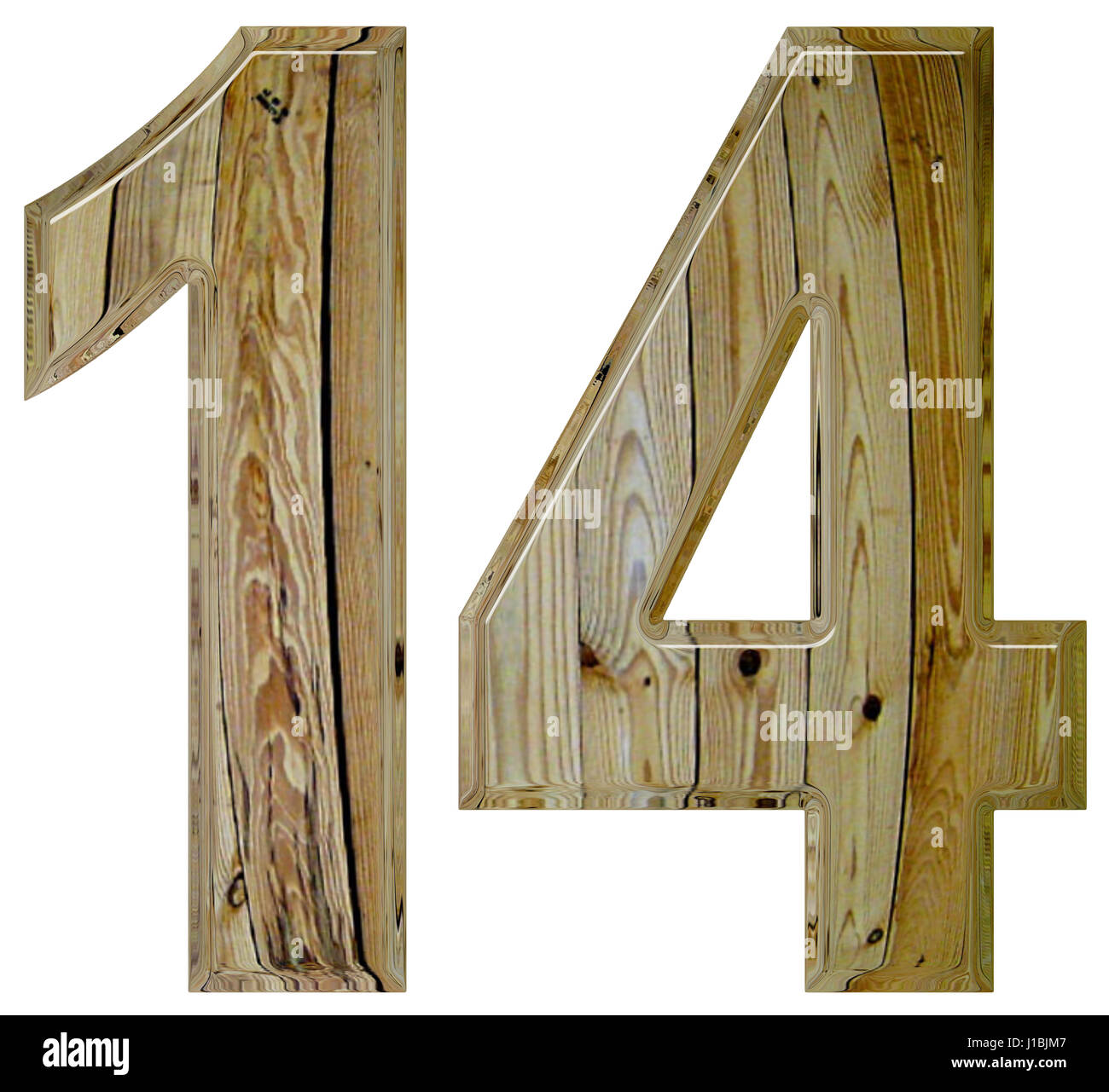Numeral 14, fourteen, isolated on white background, 3d render Stock ...