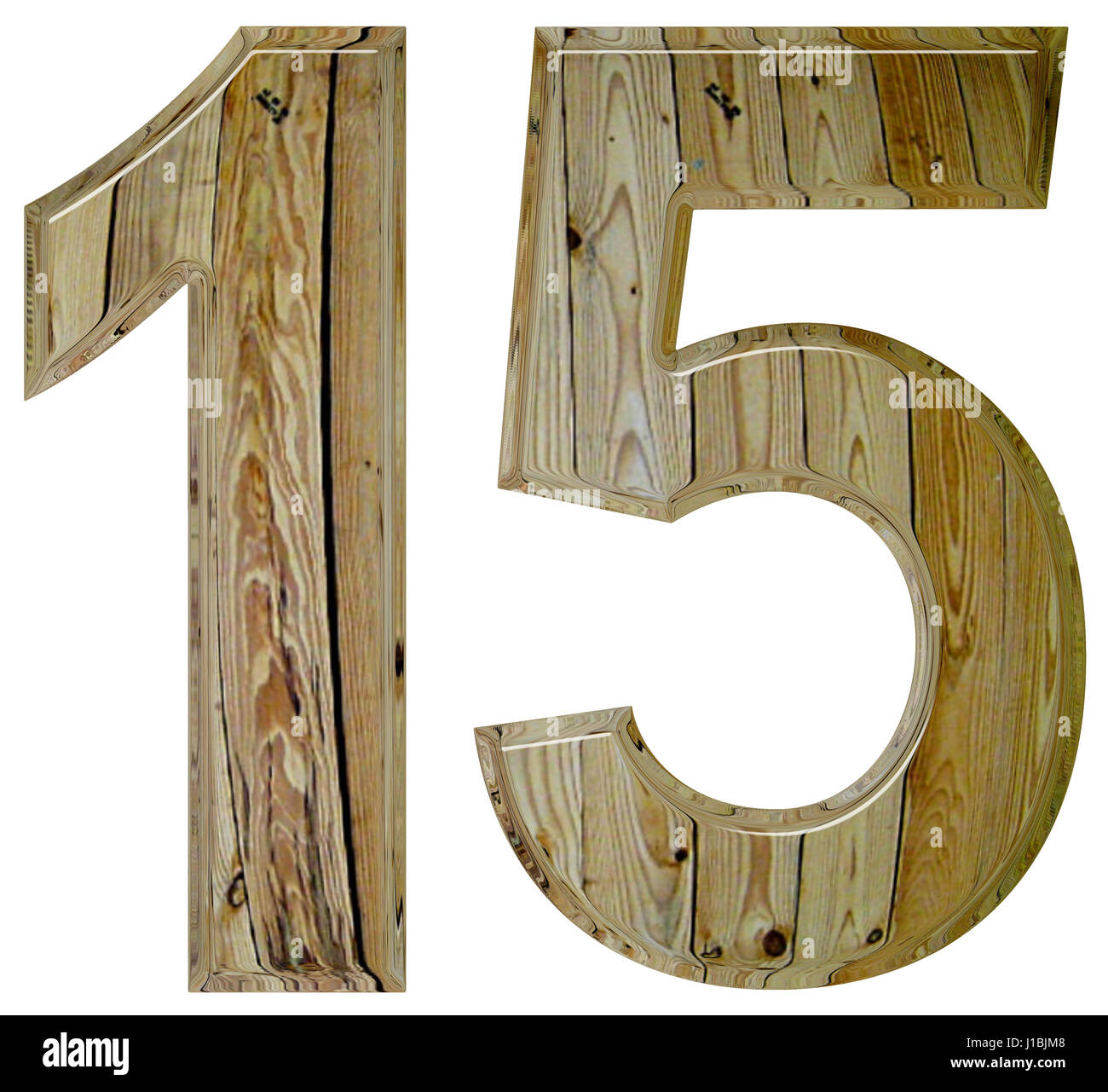Numeral 15, fifteen, isolated on white background, 3d render Stock ...
