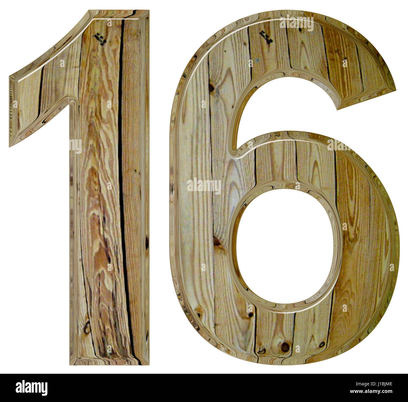 Numeral 16, sixteen, isolated on white background, 3d render Stock ...