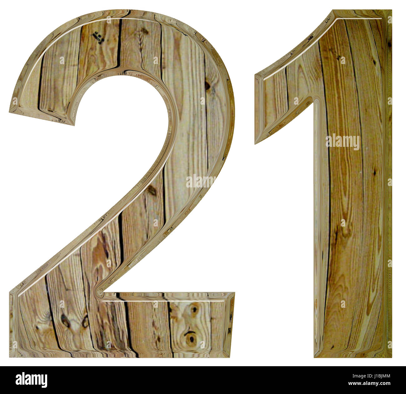 Numeral 21, twenty one, isolated on white background, 3d render Stock ...