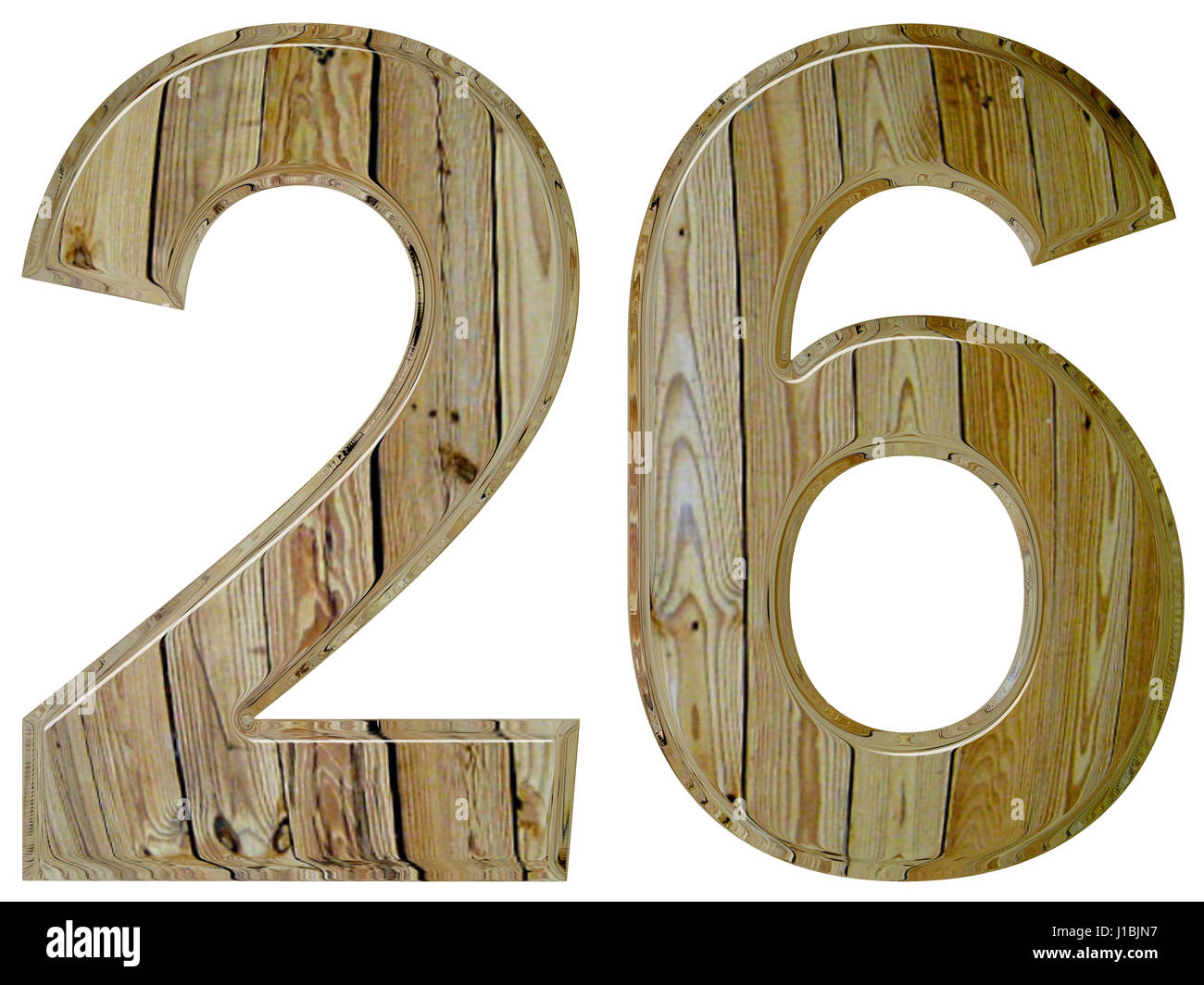 Numeral 26, twenty six, isolated on white background, 3d render Stock ...