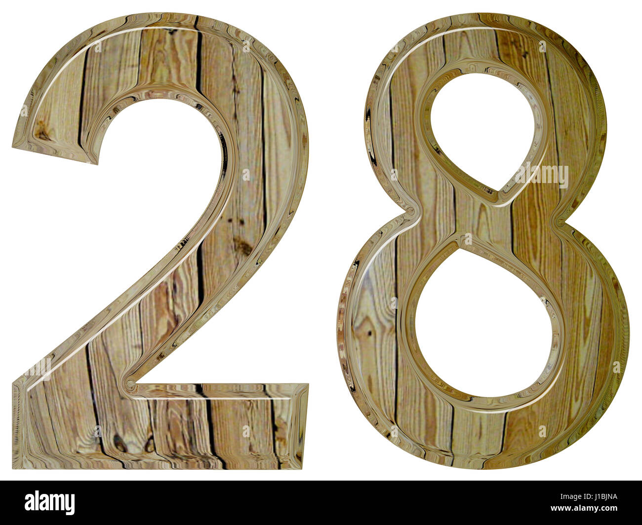 Numeral 28, twenty eighte, isolated on white background, 3d render ...