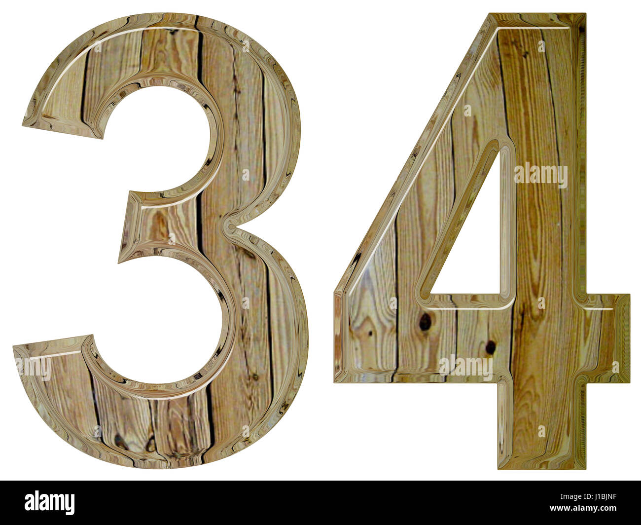 Numeral 34, thirty four, isolated on white background, 3d render Stock ...