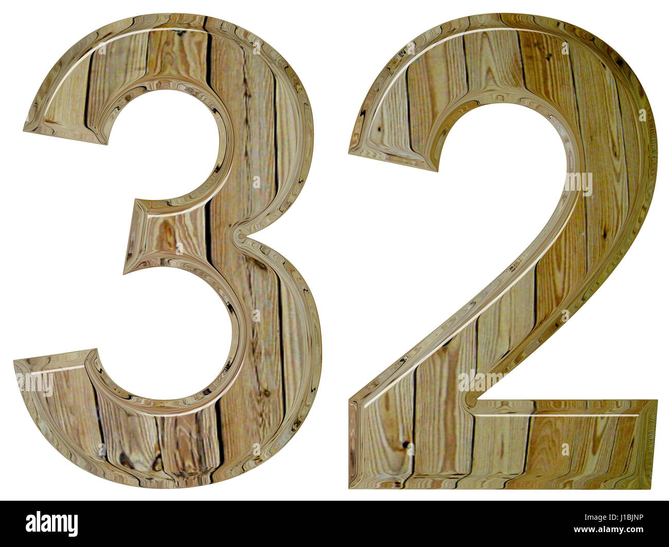 Numeral 32, thirty two, isolated on white background, 3d render Stock ...