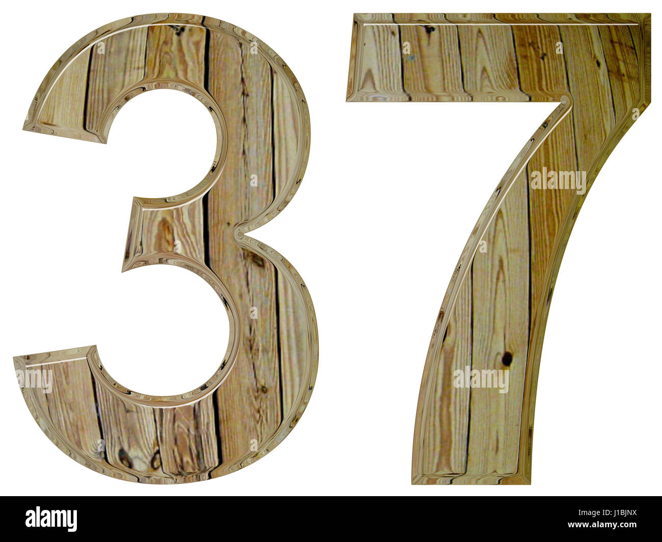 Numeral 37, thirty seven, isolated on white background, 3d render Stock ...