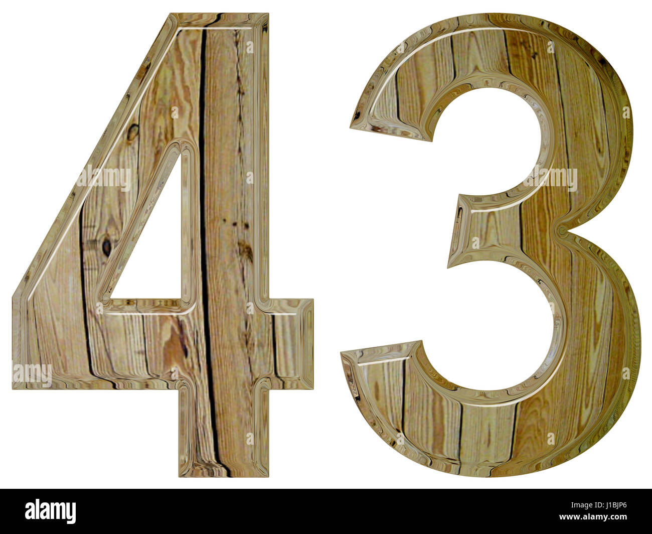 Numeral 43, forty three, isolated on white background, 3d render Stock ...