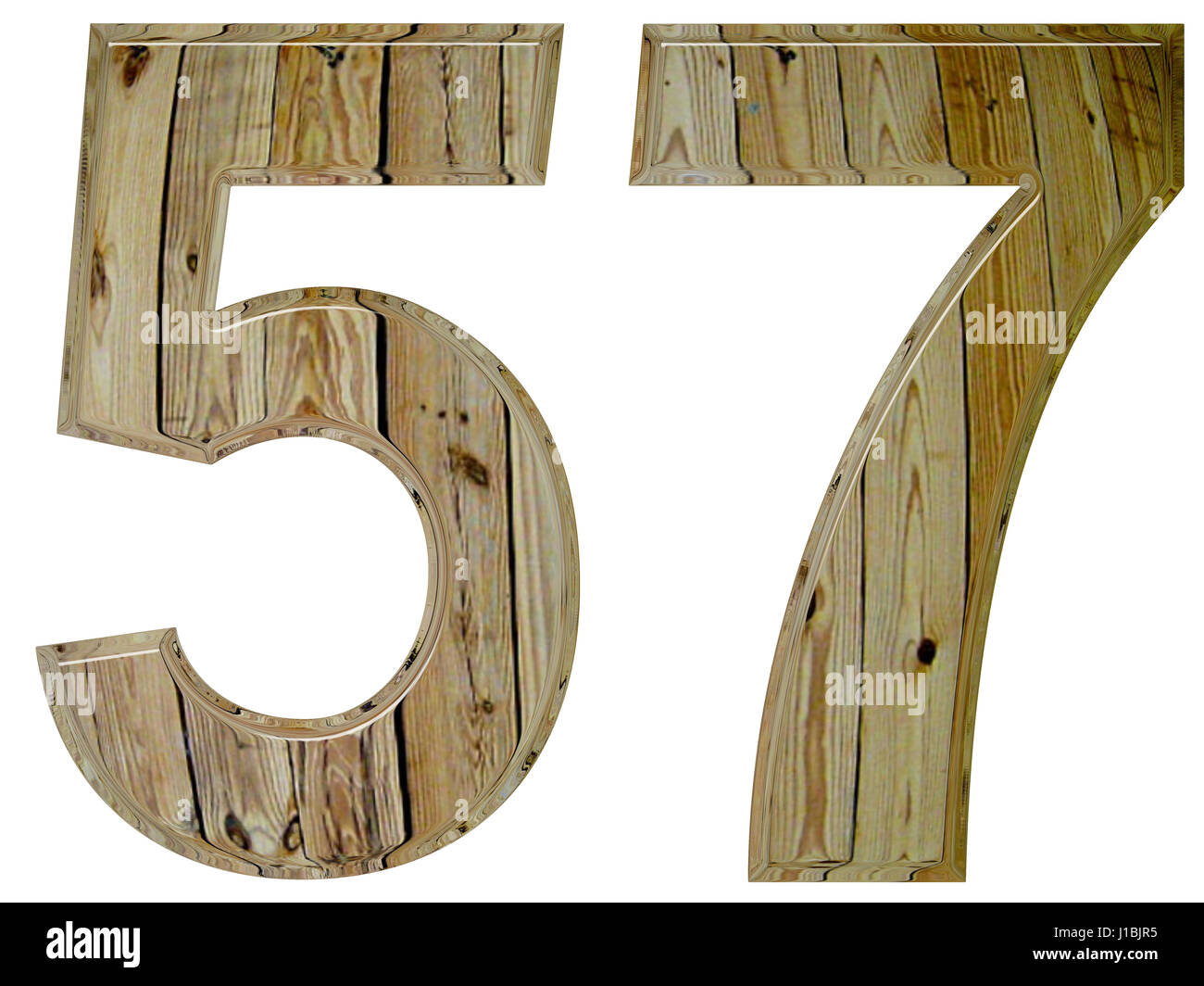 Numeral 57, fifty seven, isolated on white background, 3d render Stock ...