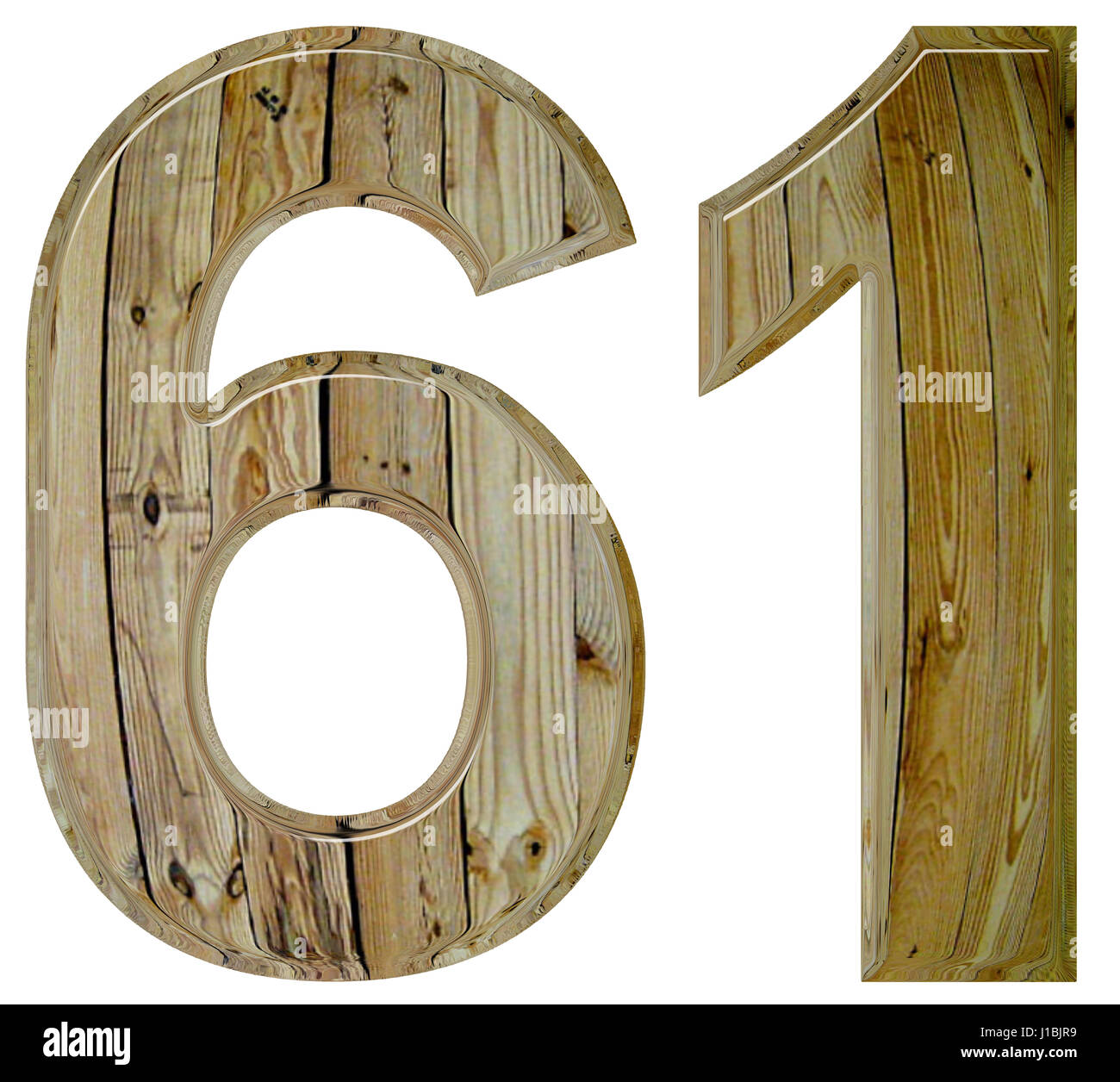 Numeral 61, sixty one, isolated on white background, 3d render Stock ...