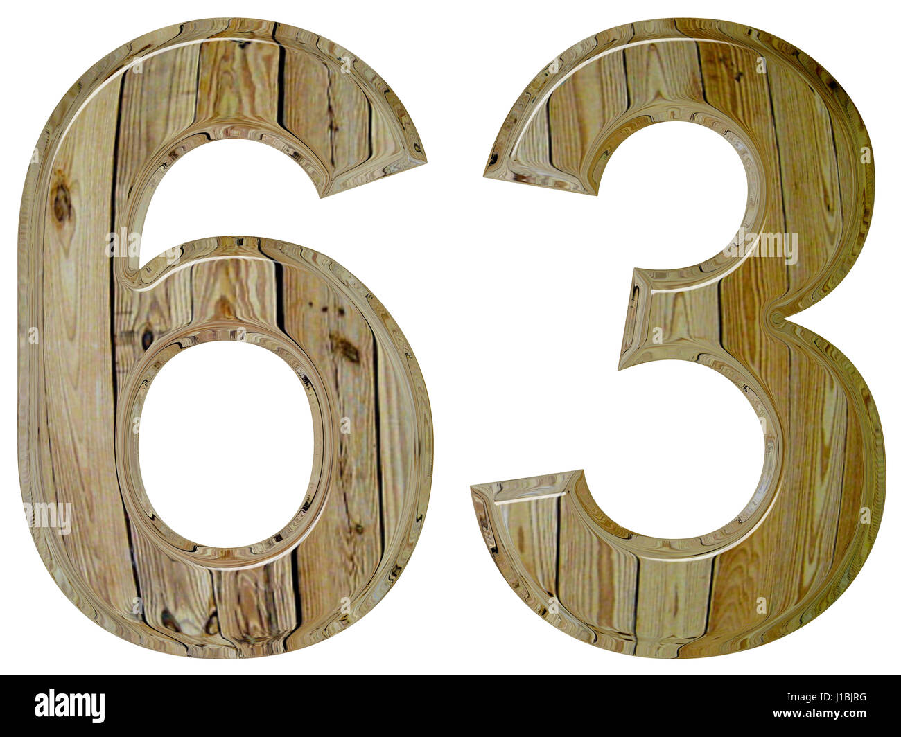 Numeral 63, sixty three, isolated on white background, 3d render Stock ...