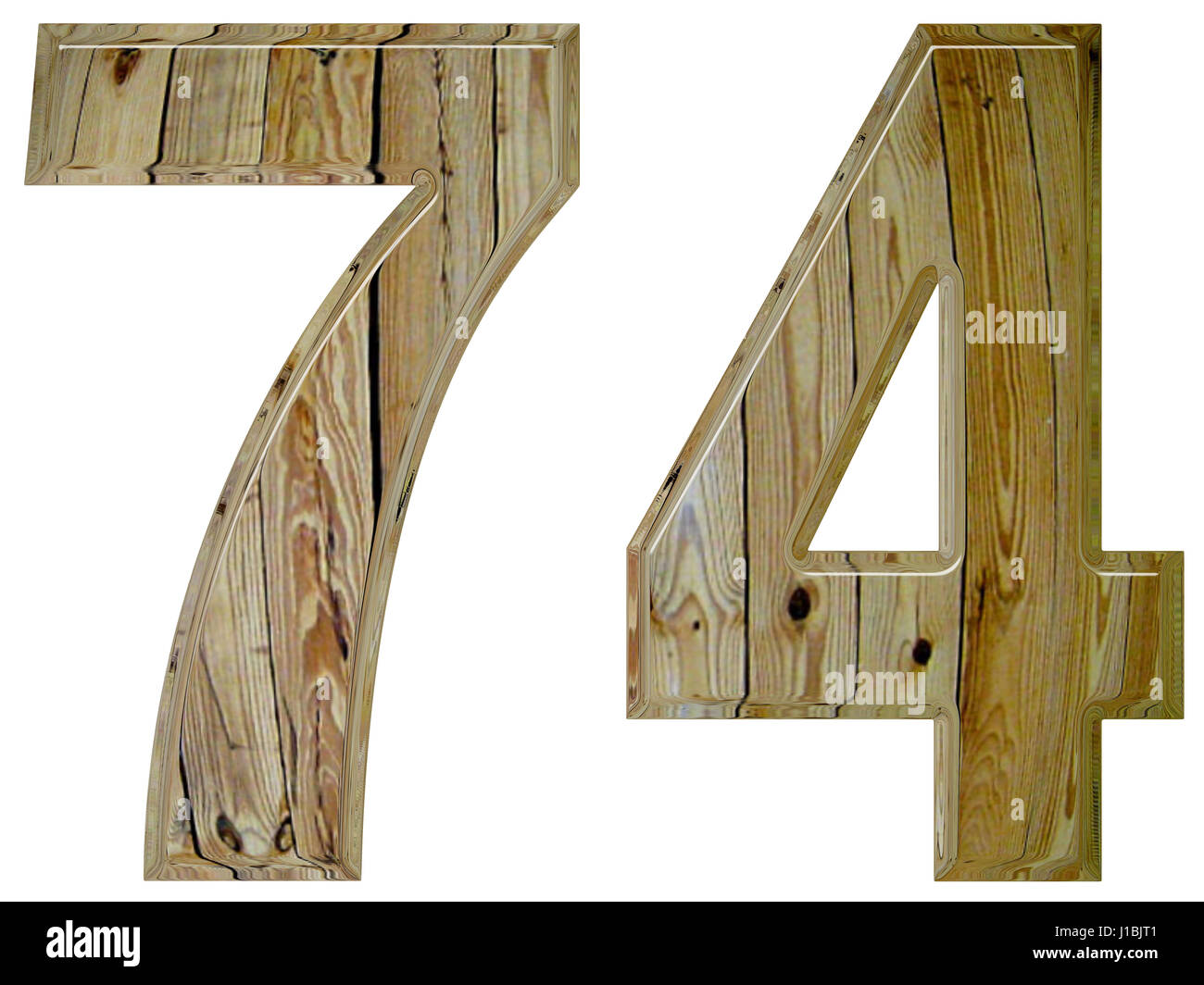 Numeral 74, seventy four, isolated on white background, 3d render Stock ...