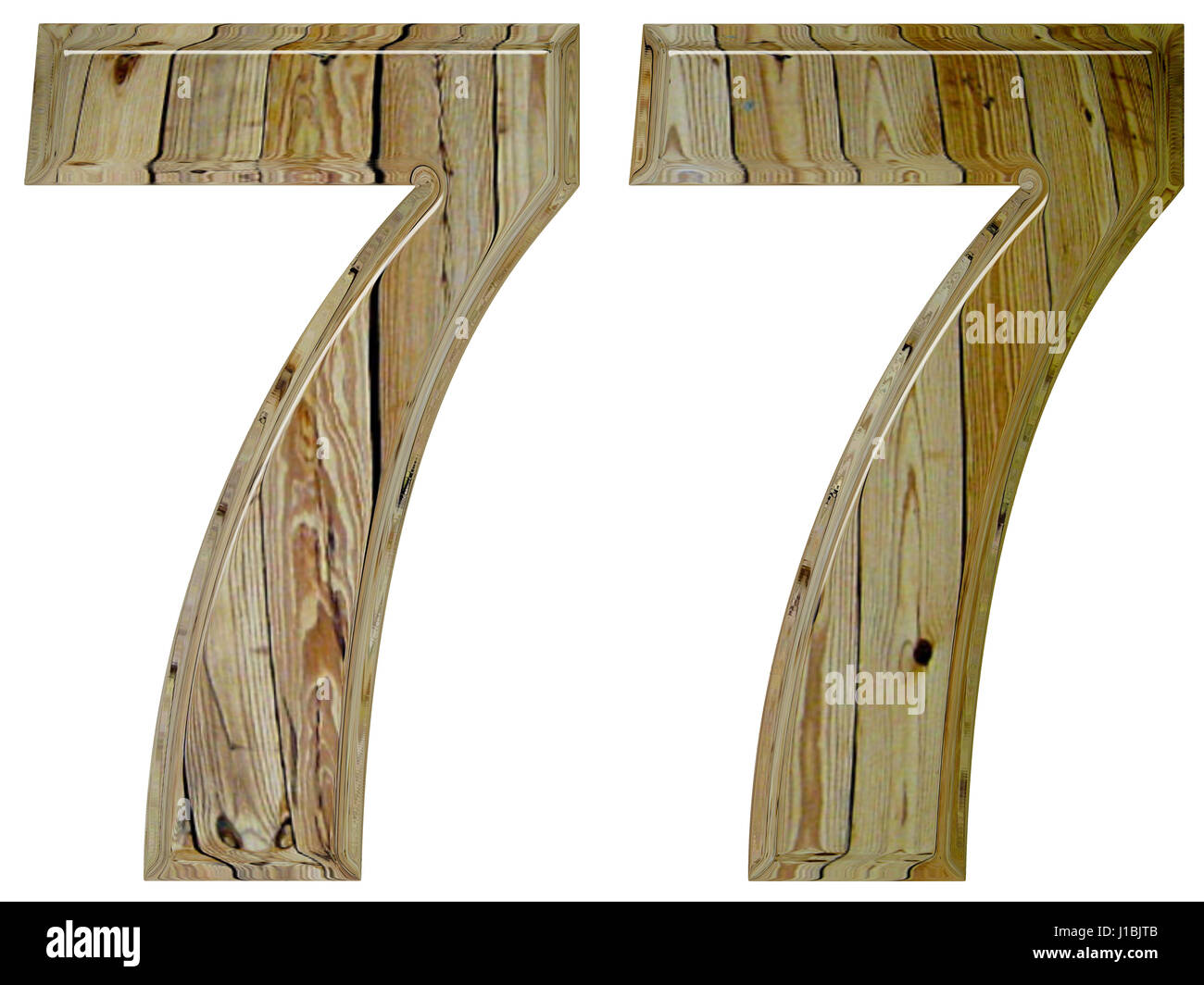 Numeral 77, seventy seven, isolated on white background, 3d render ...