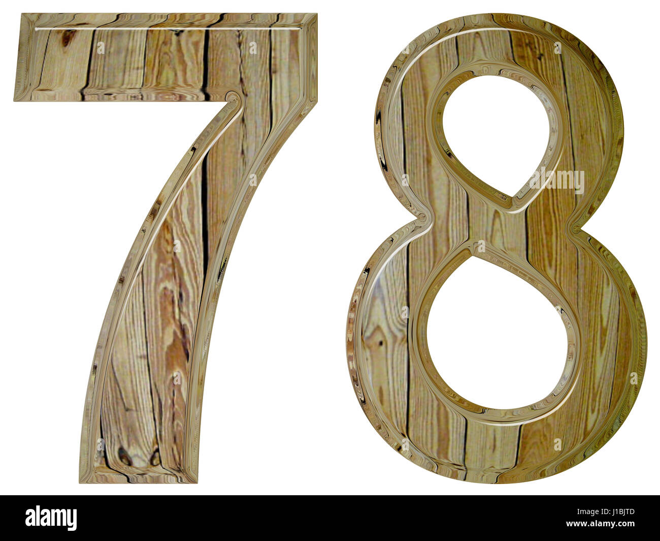 Numeral 78, seventy eight, isolated on white background, 3d render ...