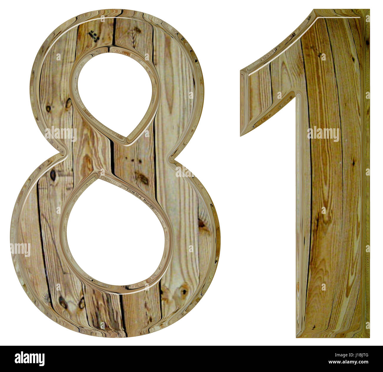 Numeral 81, eighty one, isolated on white background, 3d render Stock ...