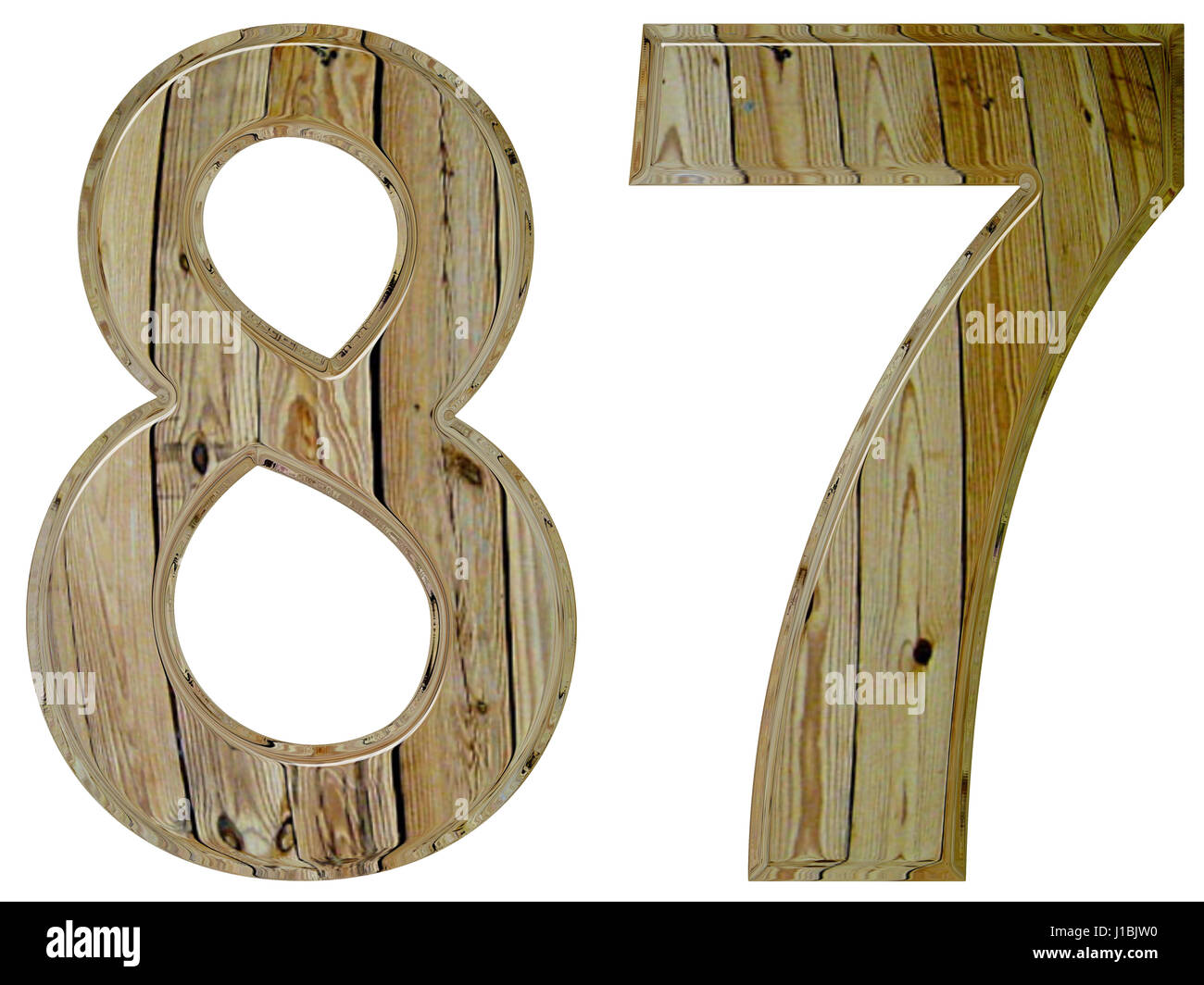Numeral 87, eighty seven, isolated on white background, 3d render Stock ...