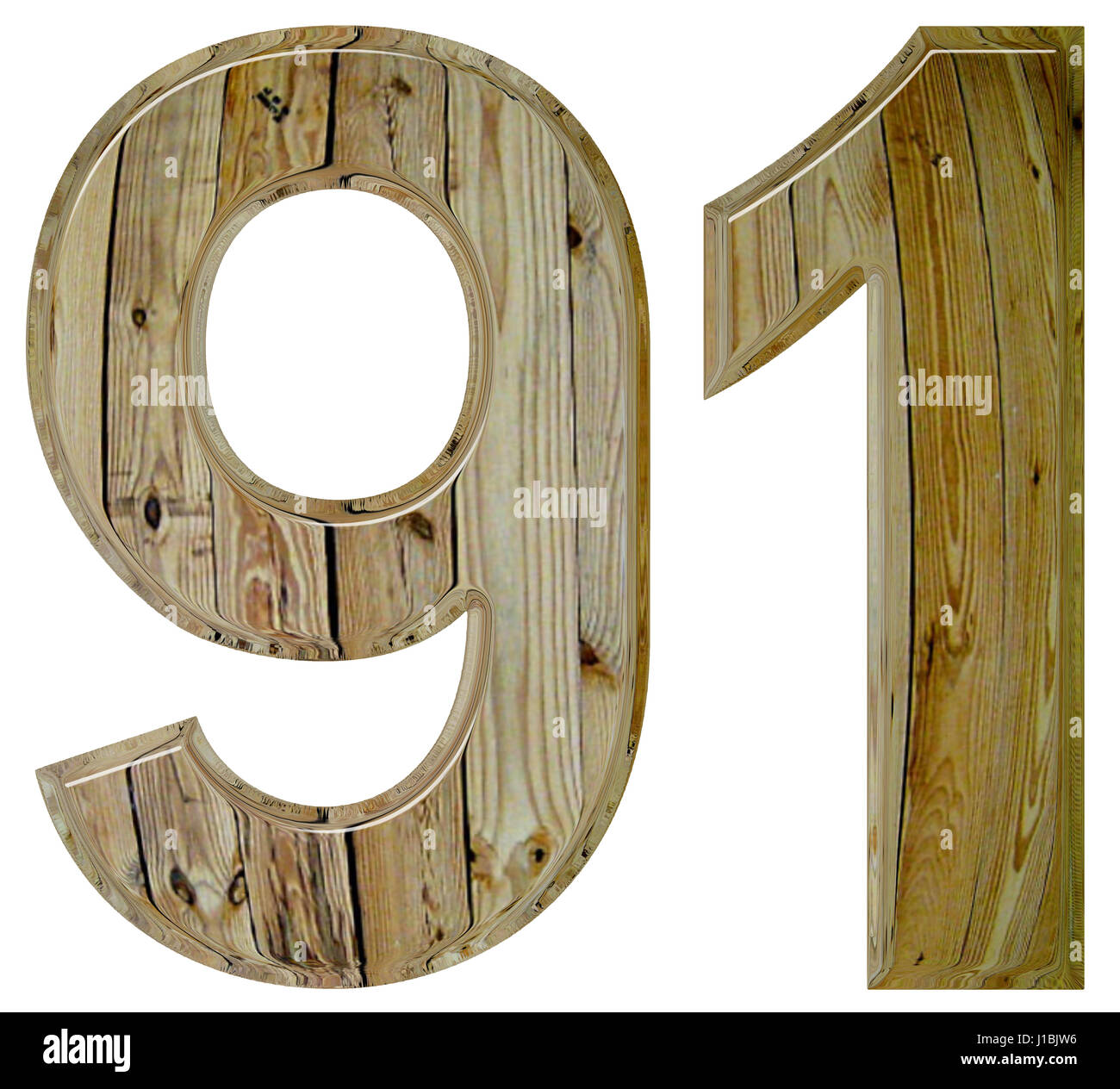 Numeral 91, ninety one, isolated on white background, 3d render Stock ...