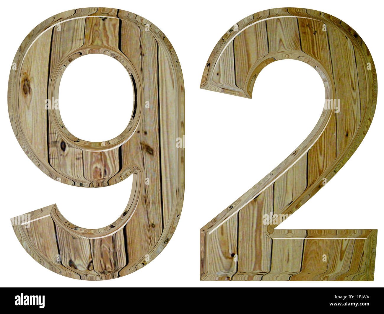 Numeral 92, ninety two, isolated on white background, 3d render Stock ...
