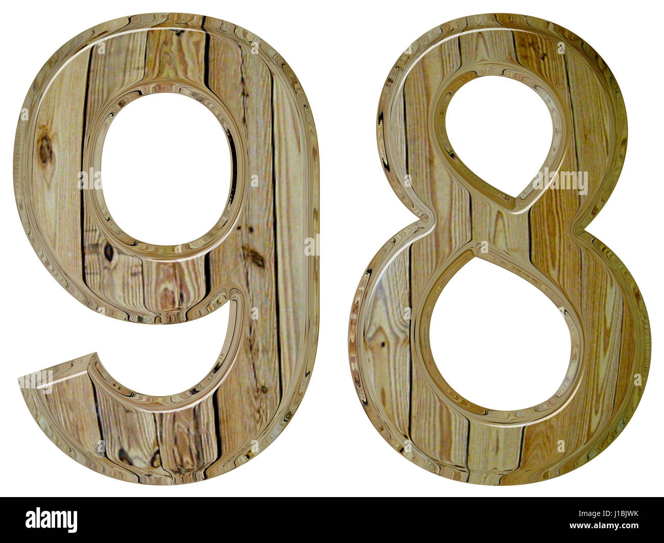 Numeral 98, ninety eight, isolated on white background, 3d render Stock ...
