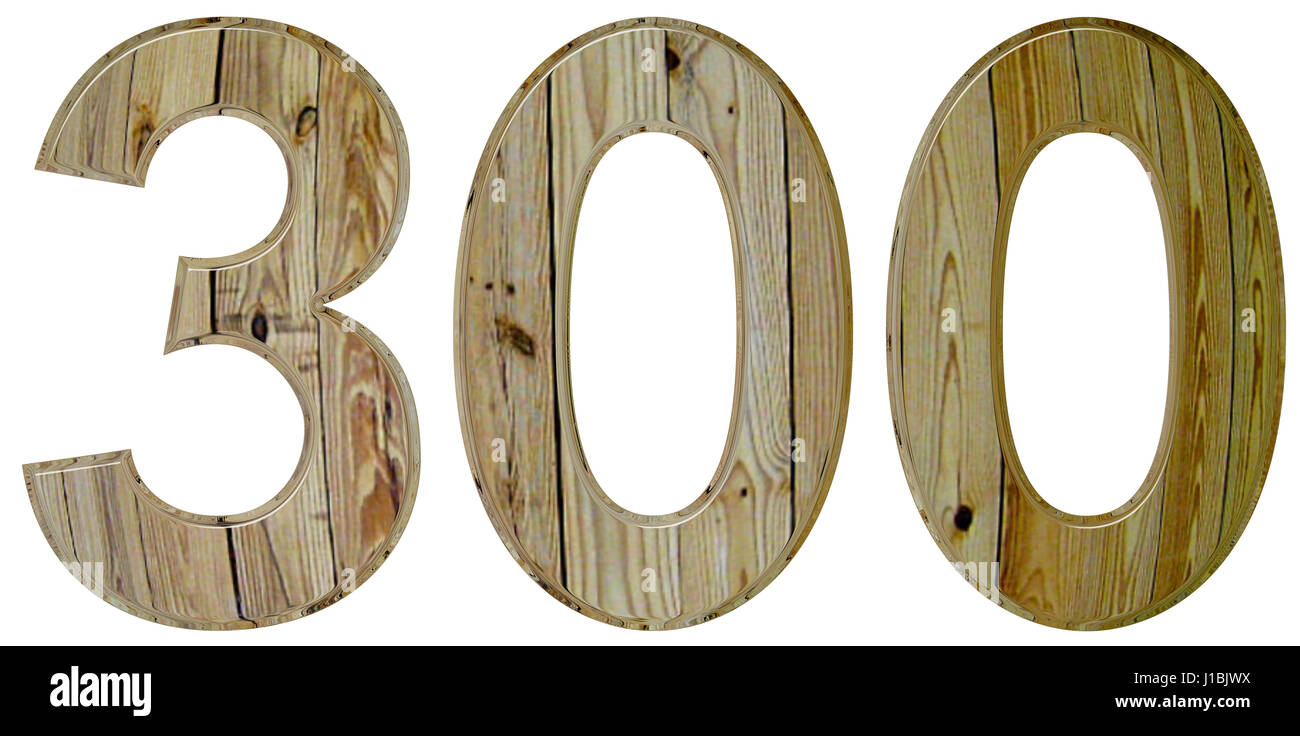 Numeral 300, three hundred, isolated on white background, 3d render ...