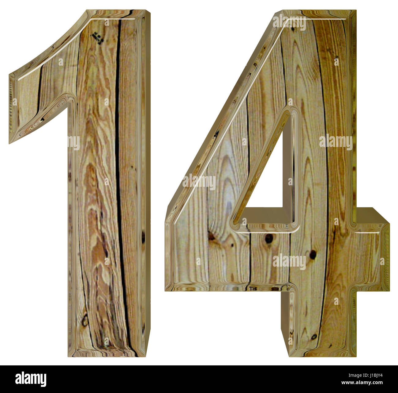 Numeral 14, fourteen, isolated on white background, 3d render Stock ...