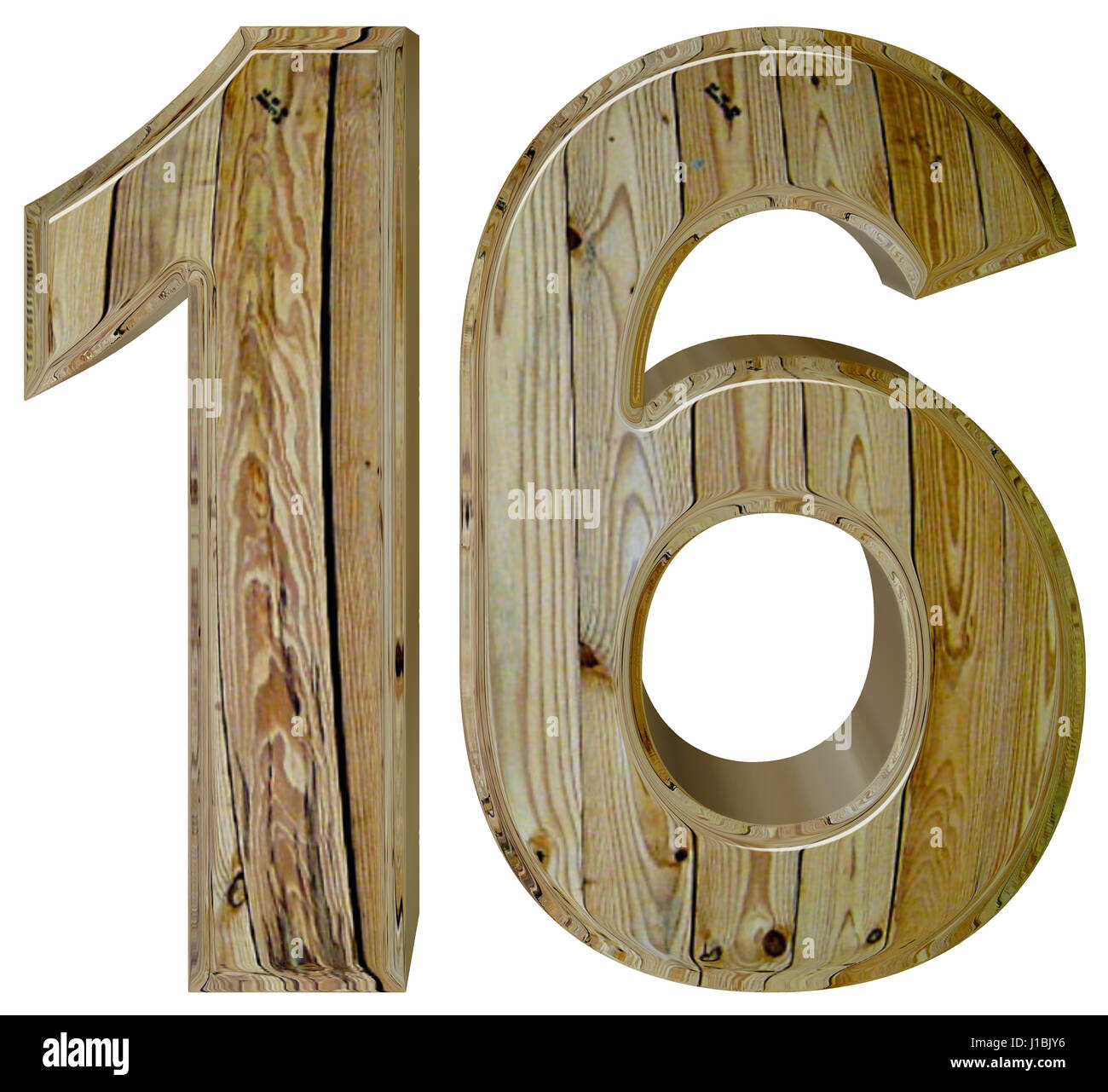 Numeral 16, sixteen, isolated on white background, 3d render Stock Photo - Alamy