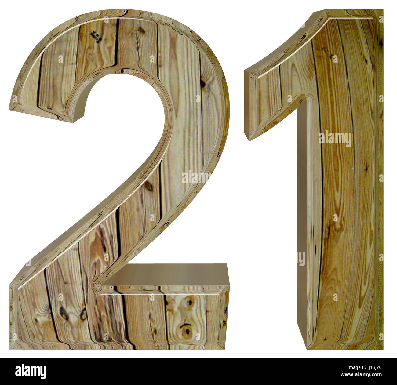 Numeral 21, twenty one, isolated on white background, 3d render Stock ...