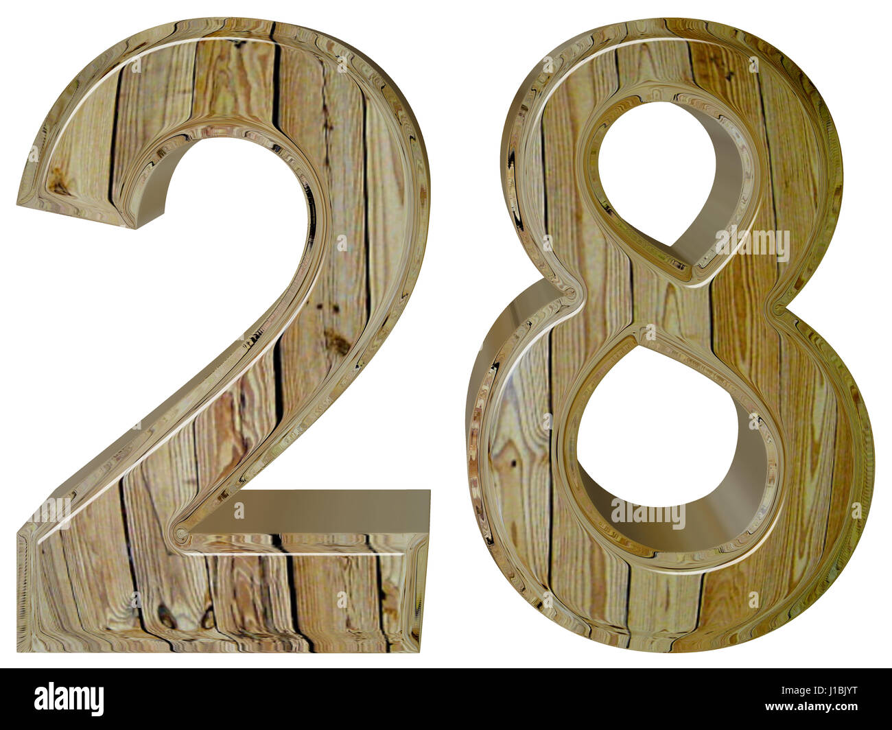 Numeral 28, twenty eighte, isolated on white background, 3d render ...