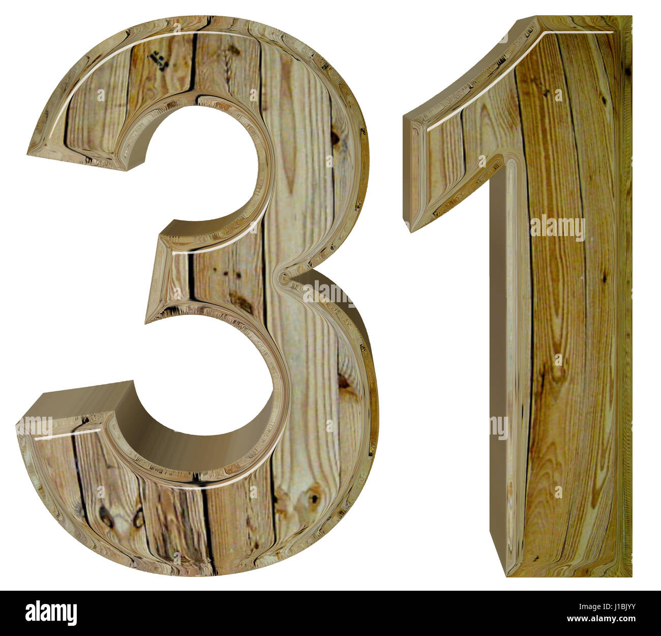 Numeral 31, thirty one, isolated on white background, 3d render Stock ...