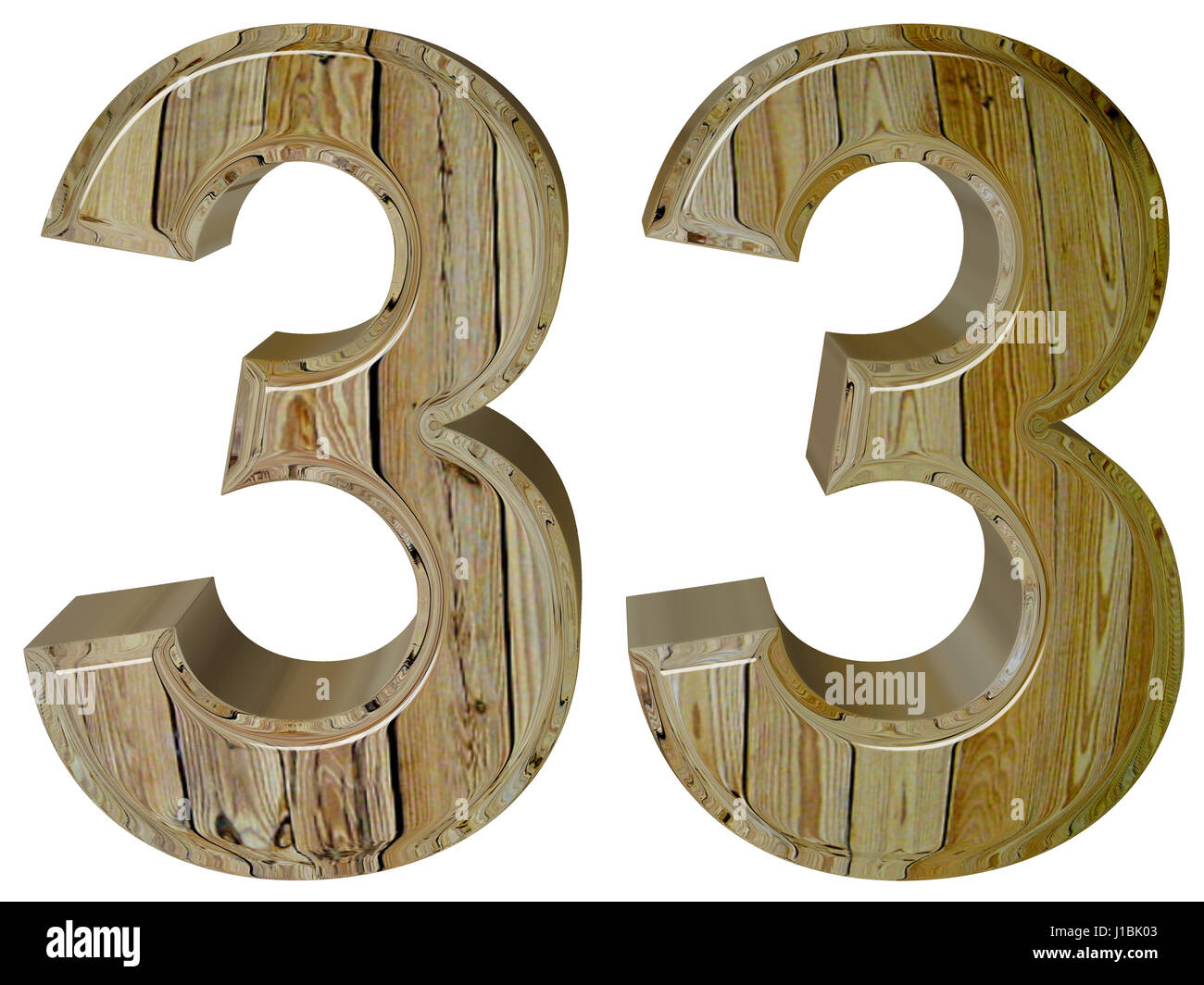Numeral 33, thirty three, isolated on white background, 3d render Stock ...