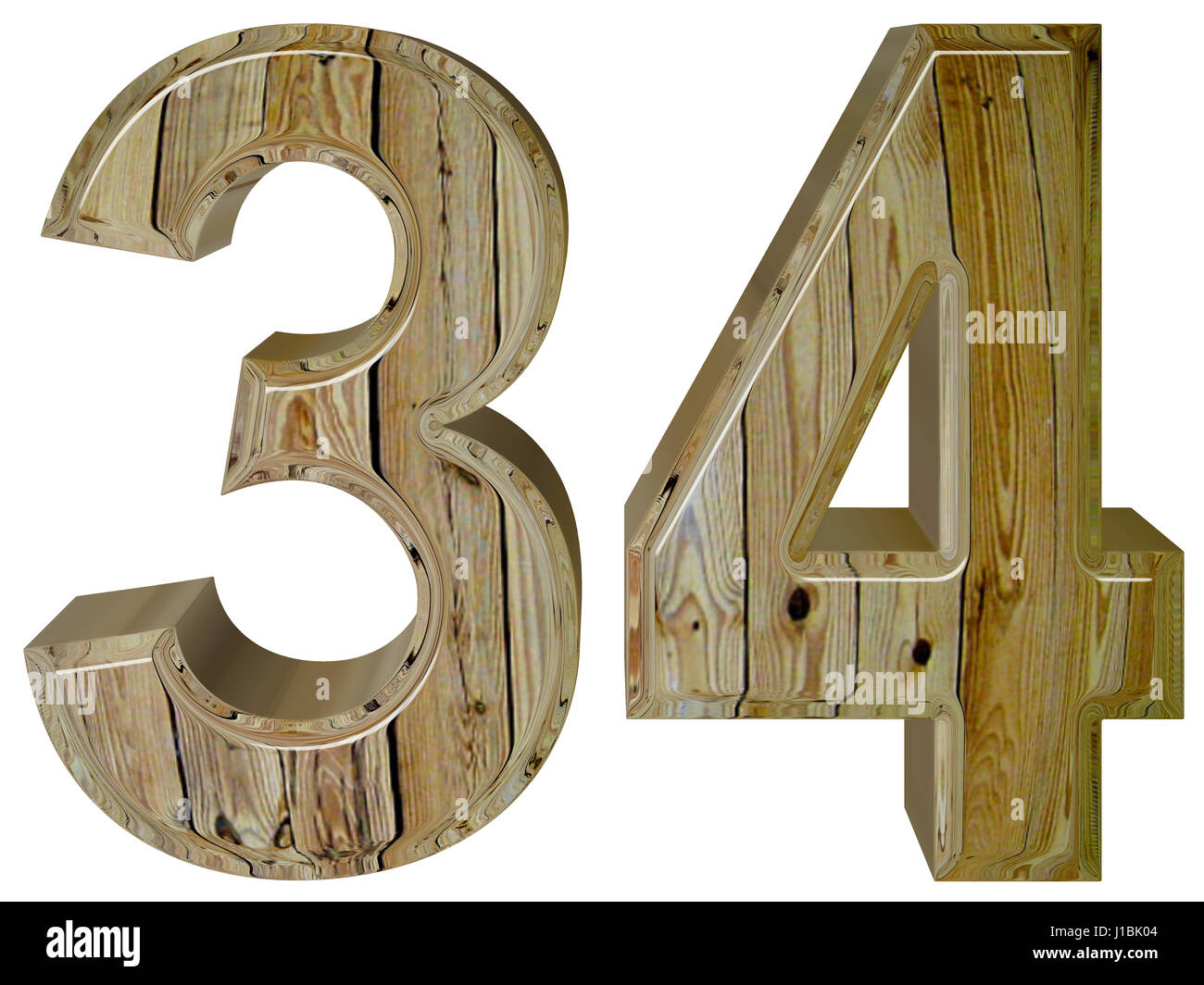 Numeral 34, thirty four, isolated on white background, 3d render Stock ...