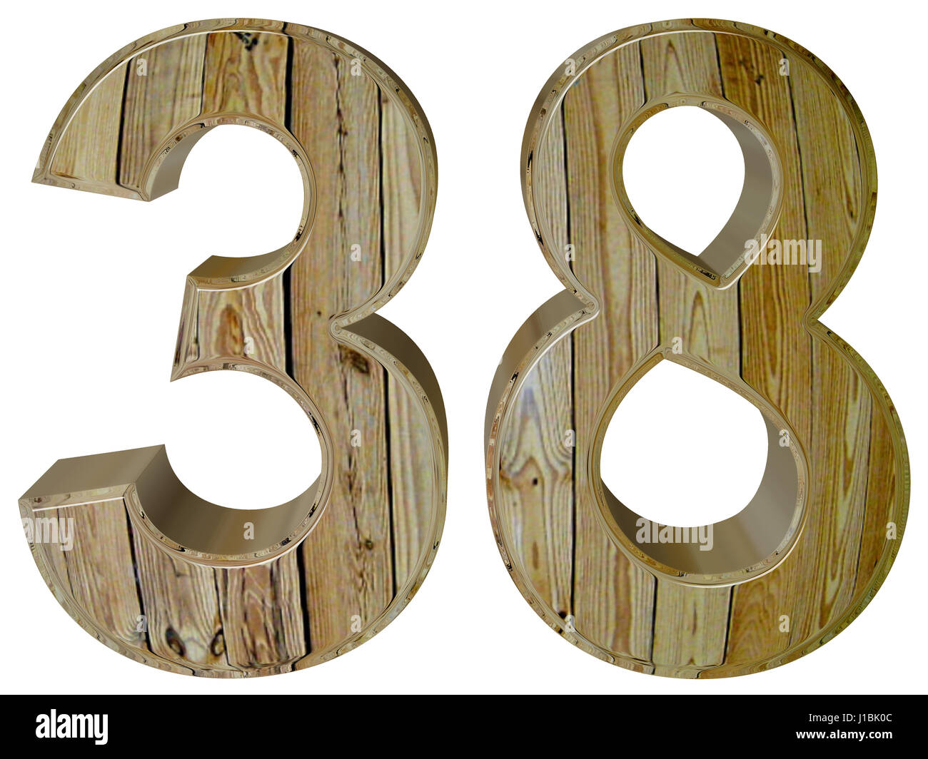 Numeral 38, thirty eight, isolated on white background, 3d render Stock ...