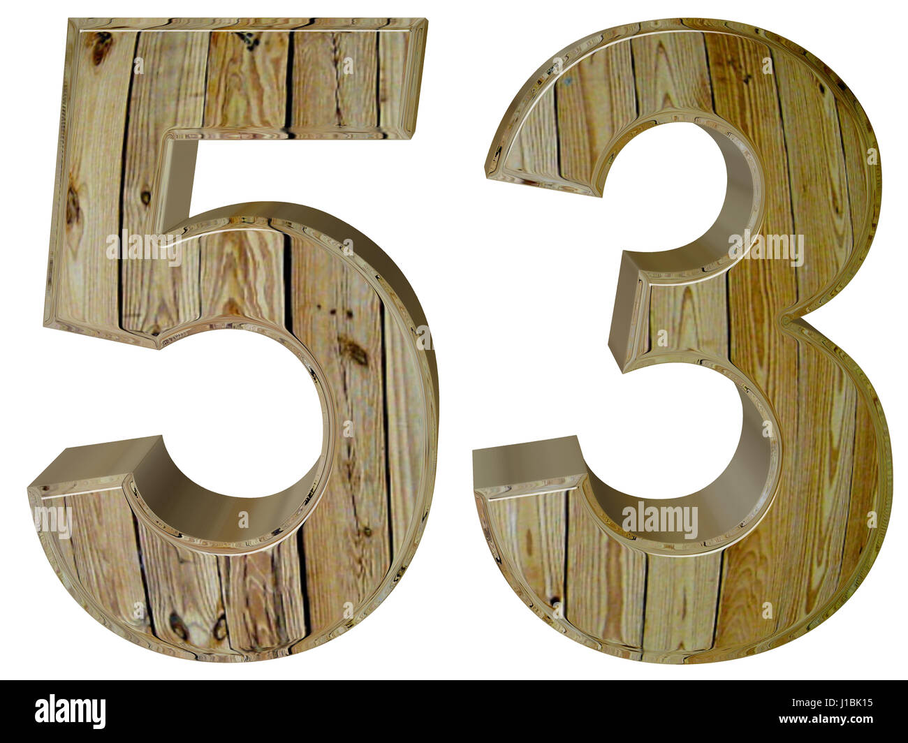 Numeral 53, fifty three, isolated on white background, 3d render Stock ...