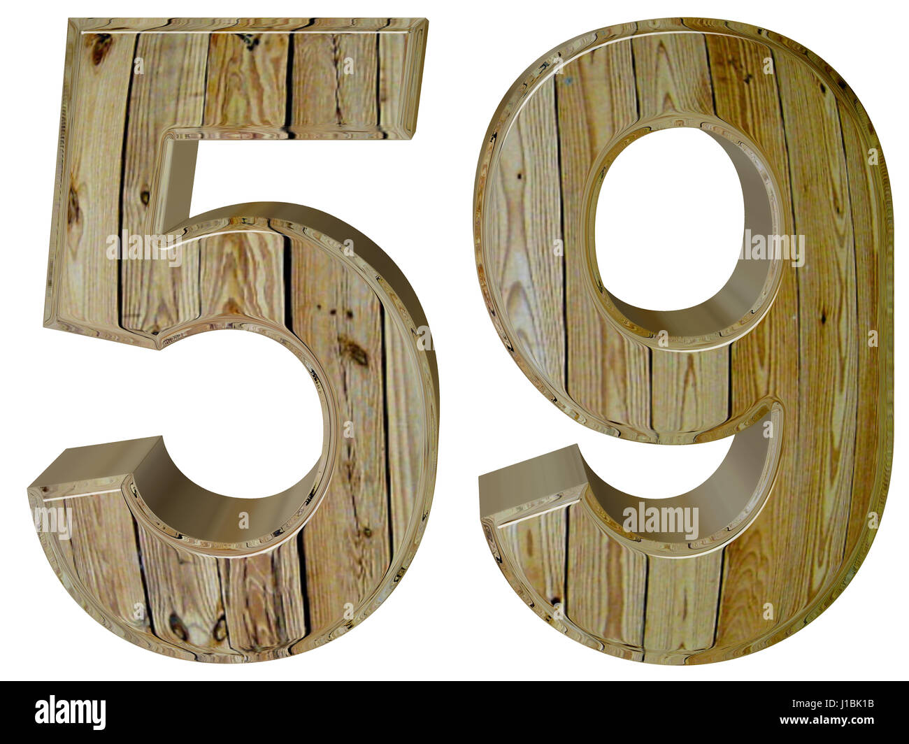 Numeral 59, fifty nine, isolated on white background, 3d render Stock ...