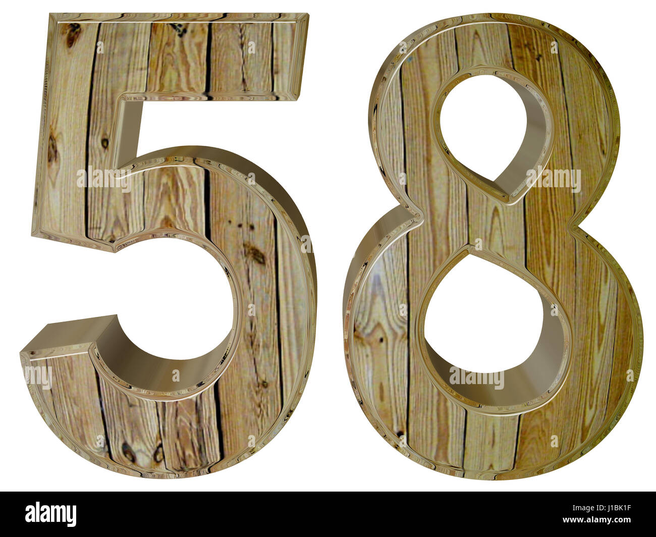 Numeral 58, fifty eight, isolated on white background, 3d render Stock ...
