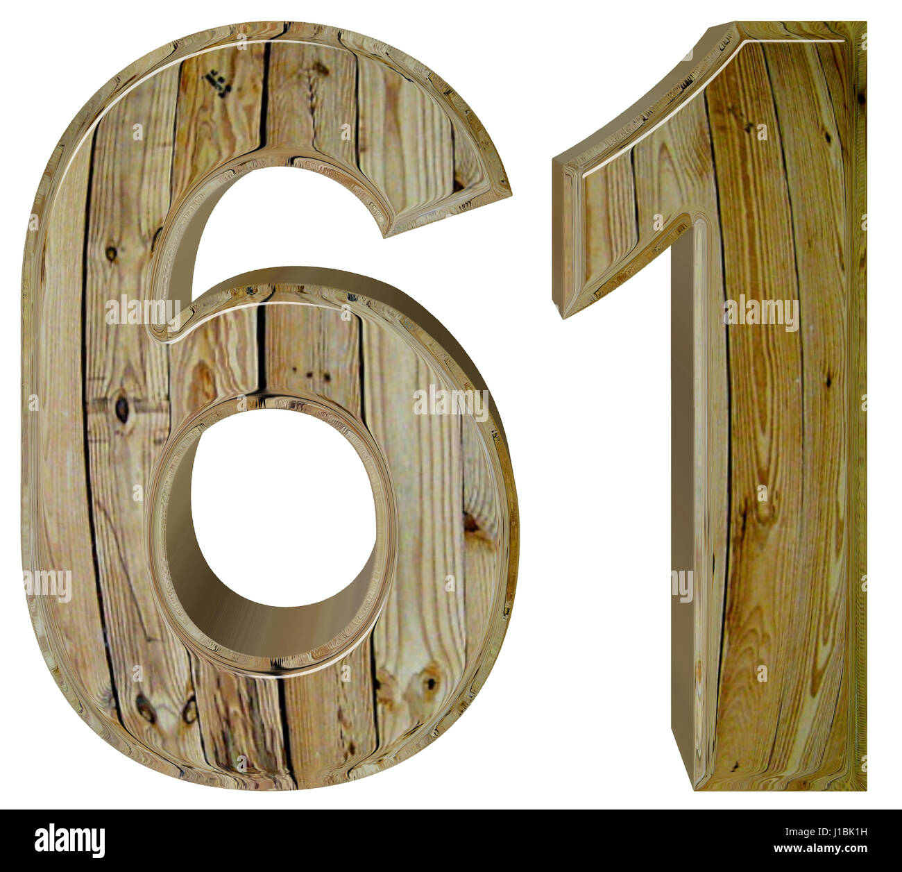 Numeral 61, sixty one, isolated on white background, 3d render Stock ...