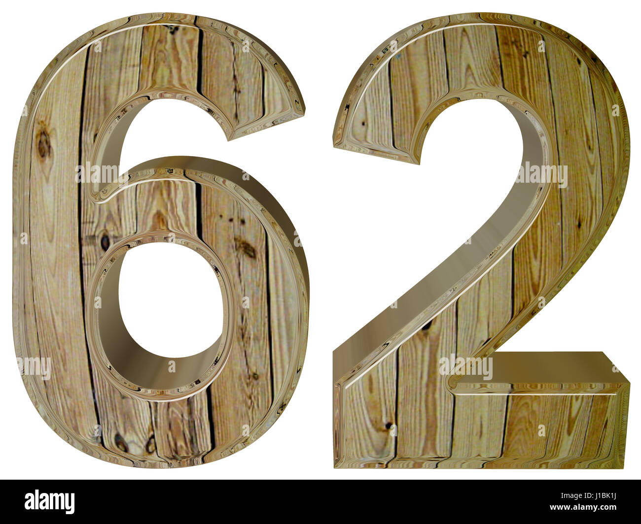 Numeral 62, sixty two, isolated on white background, 3d render Stock ...