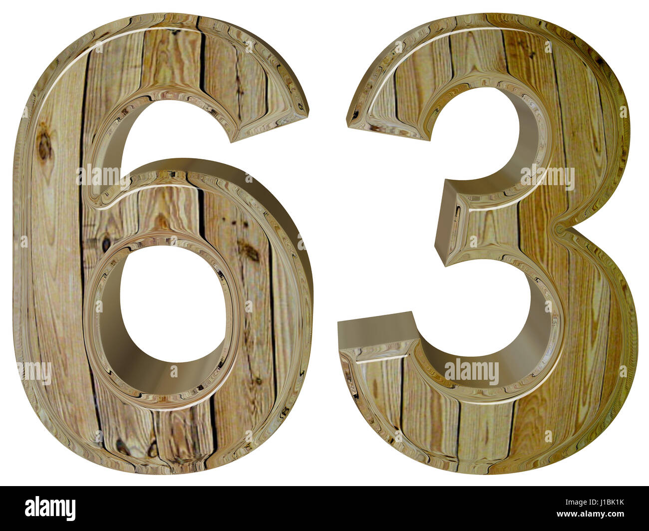 Numeral 63, sixty three, isolated on white background, 3d render Stock Photo - Alamy