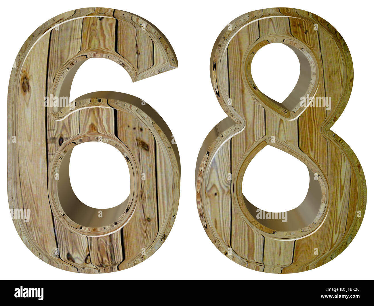 Numeral 68, sixty eight, isolated on white background, 3d render Stock ...
