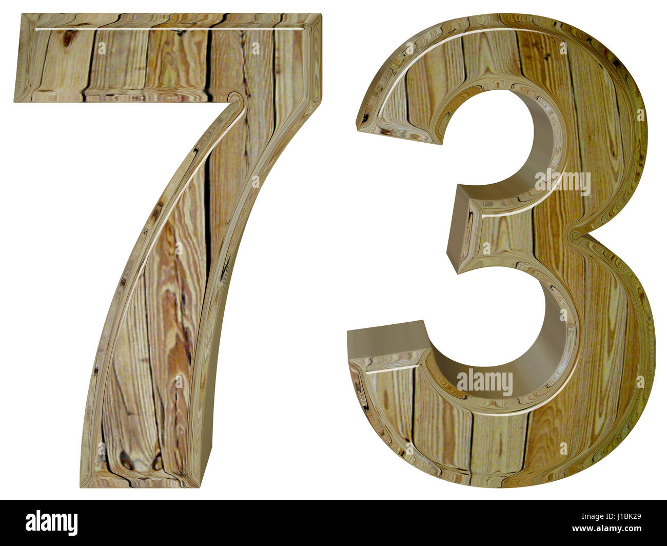 Numeral 73, seventy three, isolated on white background, 3d render ...