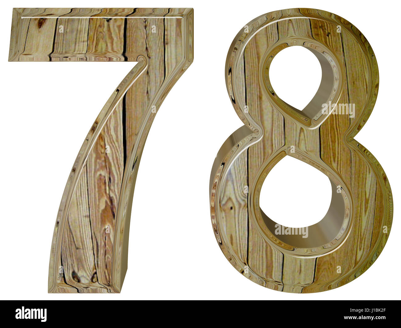 Numeral 78, seventy eight, isolated on white background, 3d render ...