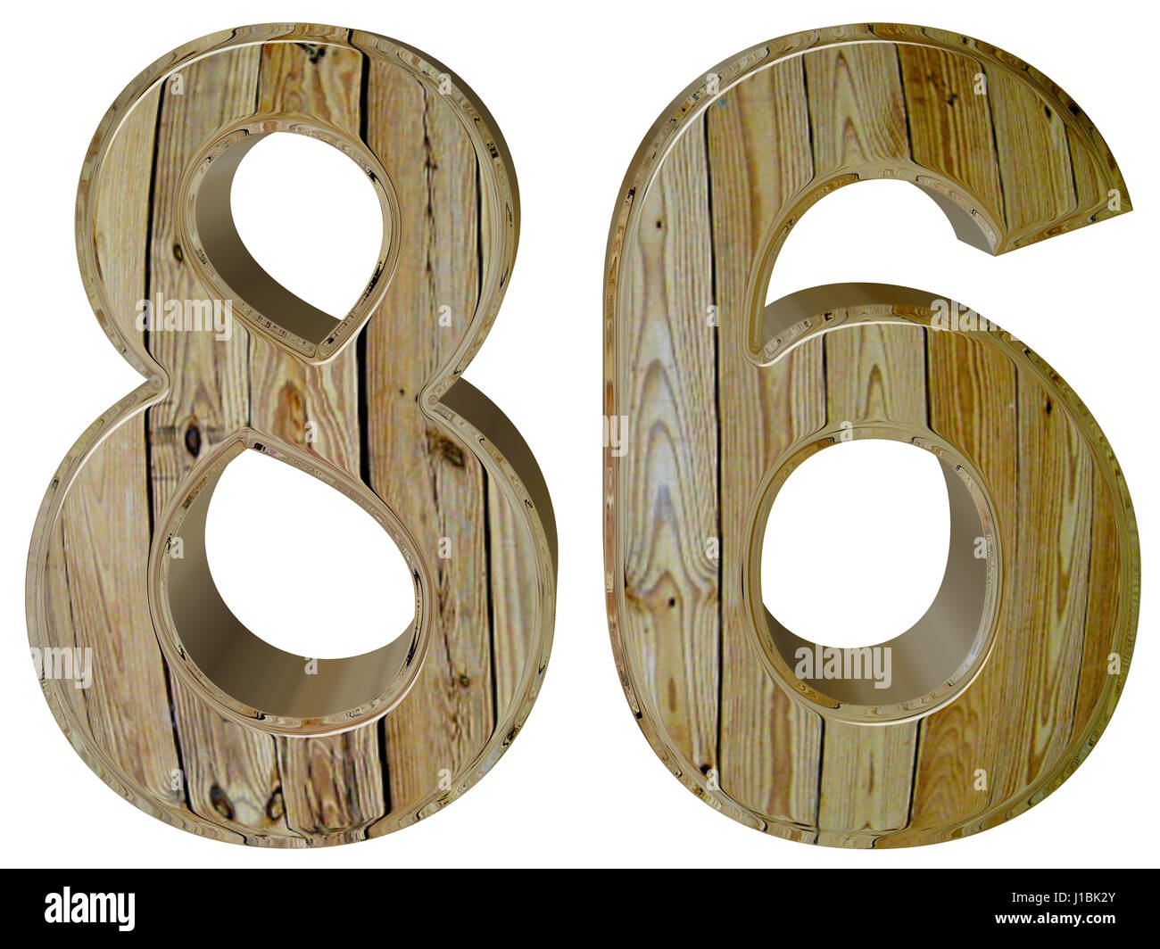 Numeral 86, eighty six, isolated on white background, 3d render Stock ...