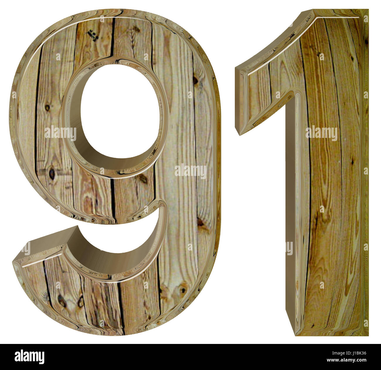 Numeral 91, ninety one, isolated on white background, 3d render Stock ...
