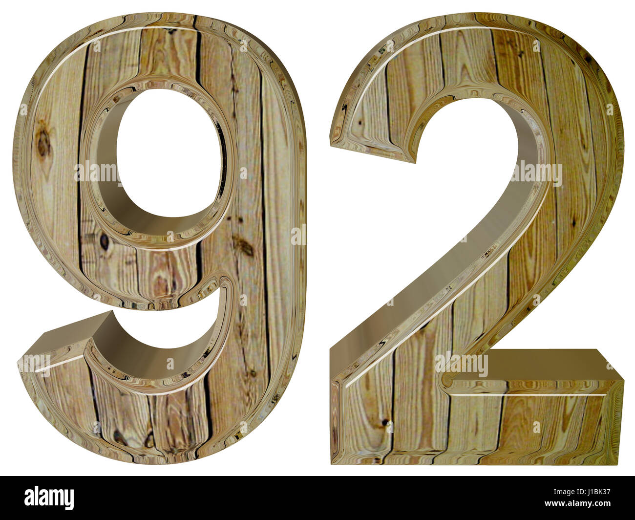 Numeral 92, ninety two, isolated on white background, 3d render Stock ...