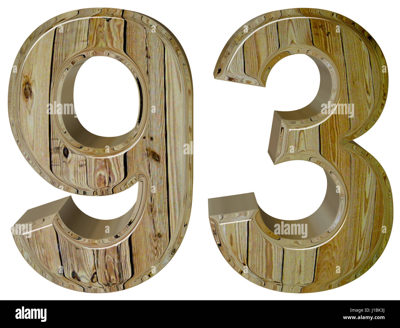 Numeral 93, ninety three, isolated on white background, 3d render Stock ...