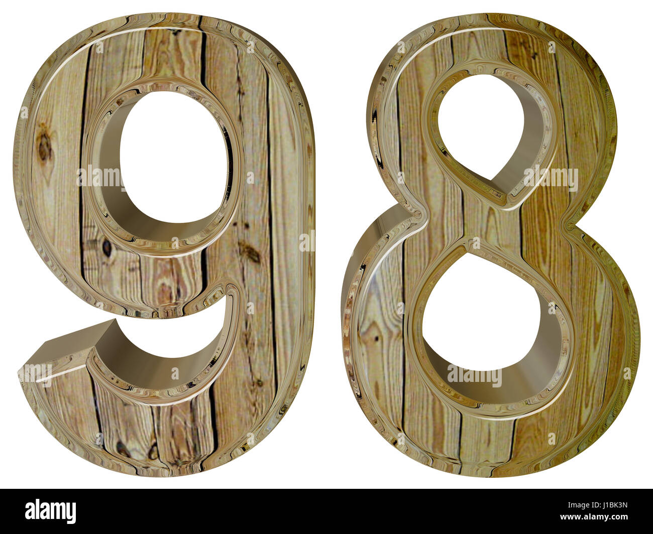 Numeral 98, ninety eight, isolated on white background, 3d render Stock ...