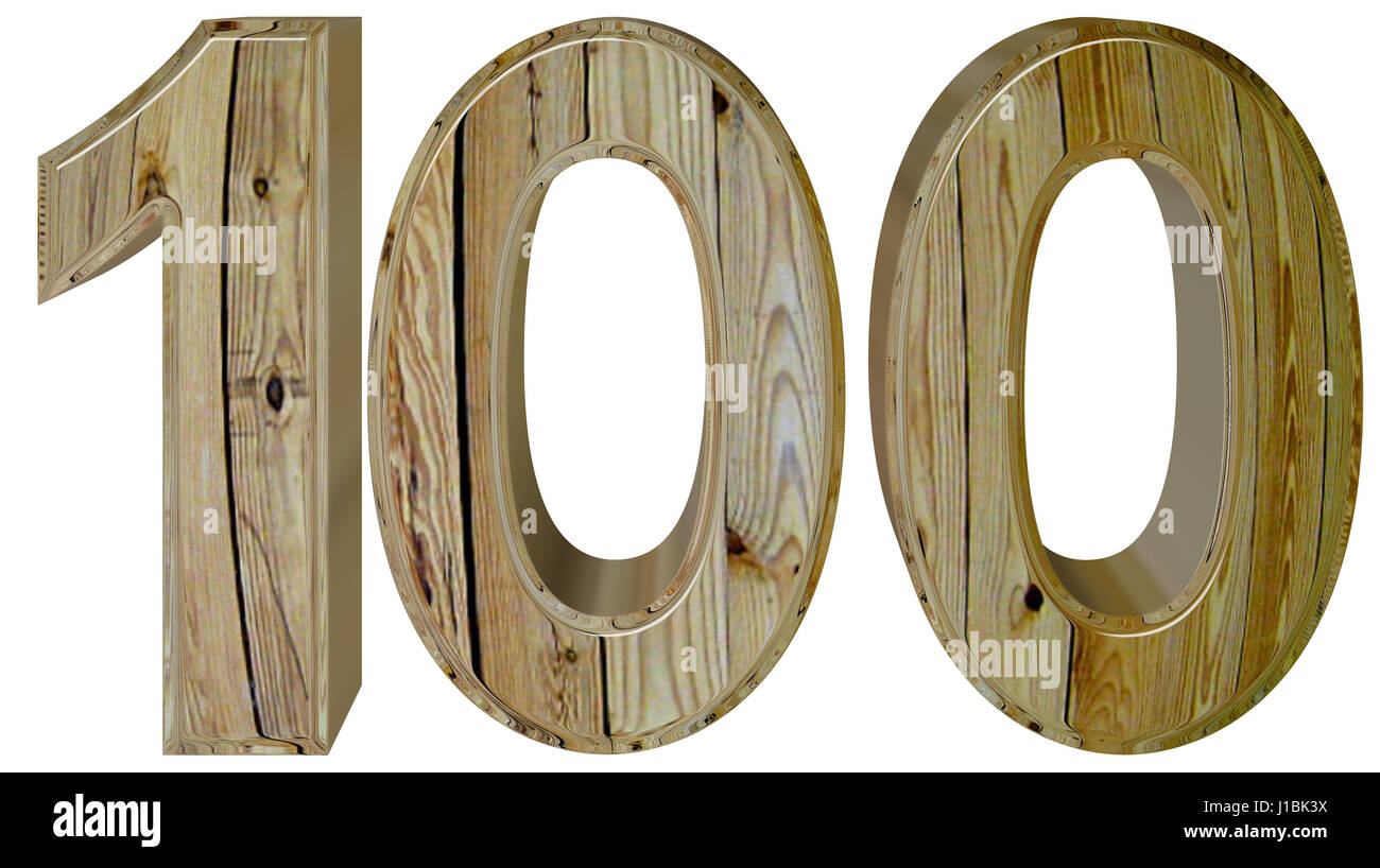 Numeral 100, one hundred, isolated on white background, 3d render Stock ...