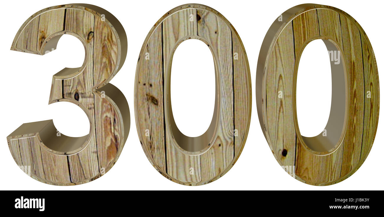 Numeral 300, three hundred, isolated on white background, 3d render ...