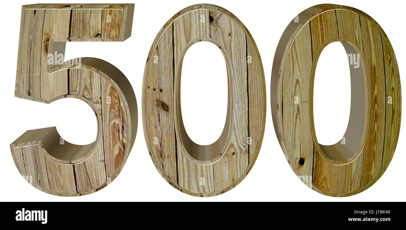 Numeral 500, five hundred, isolated on white background, 3d render ...