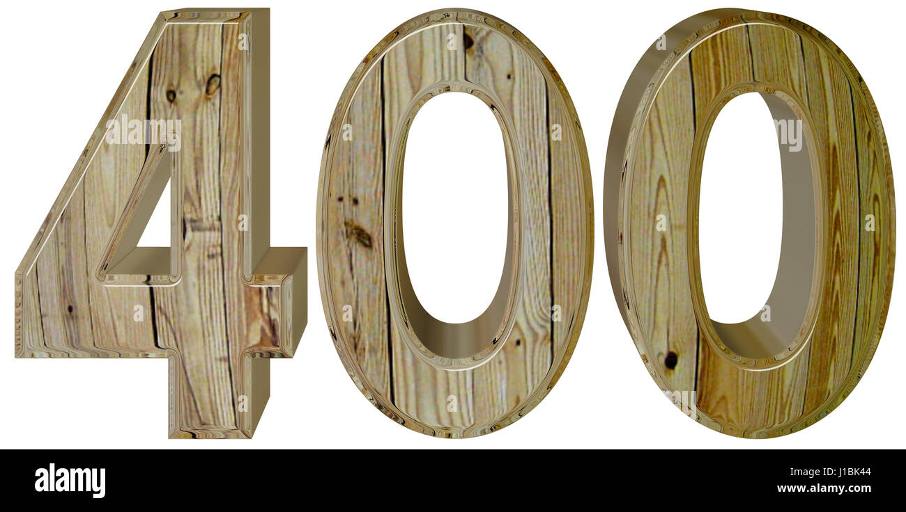 Numeral 400, four hundred, isolated on white background, 3d render ...