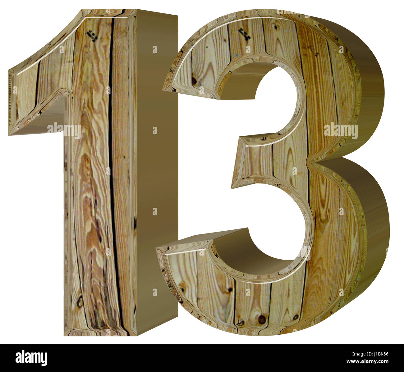 Numeral 13, thirteen, isolated on white background, 3d render Stock ...